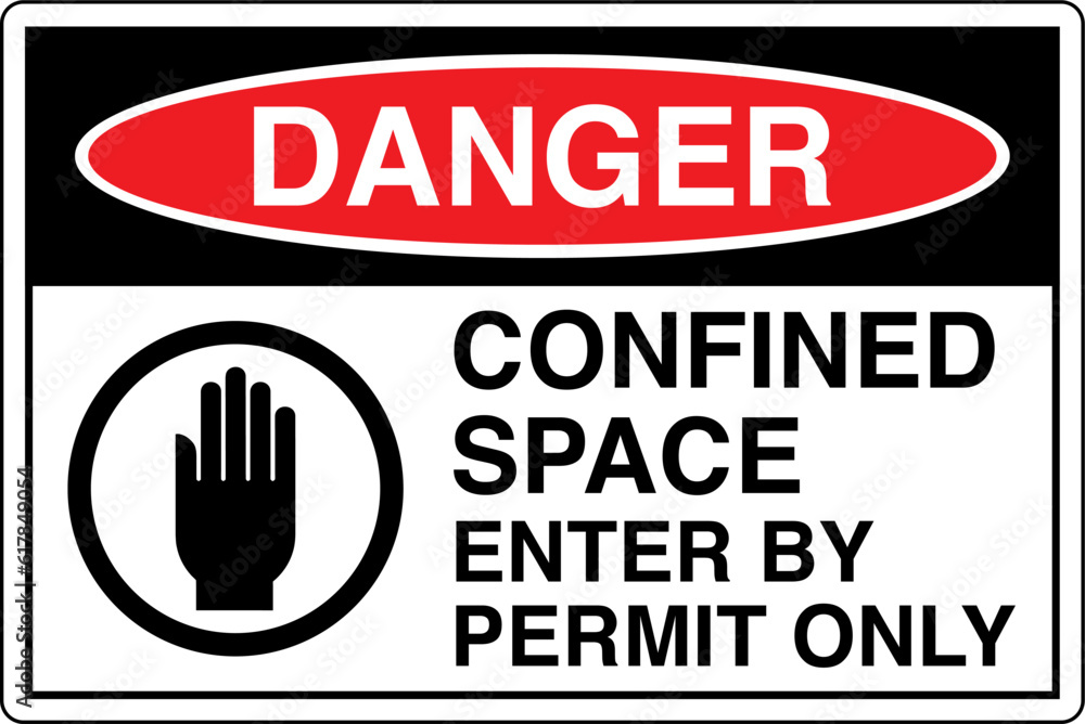 Vetor de OSHA Safety Signs Marking Label Standards Danger CONFINED ...