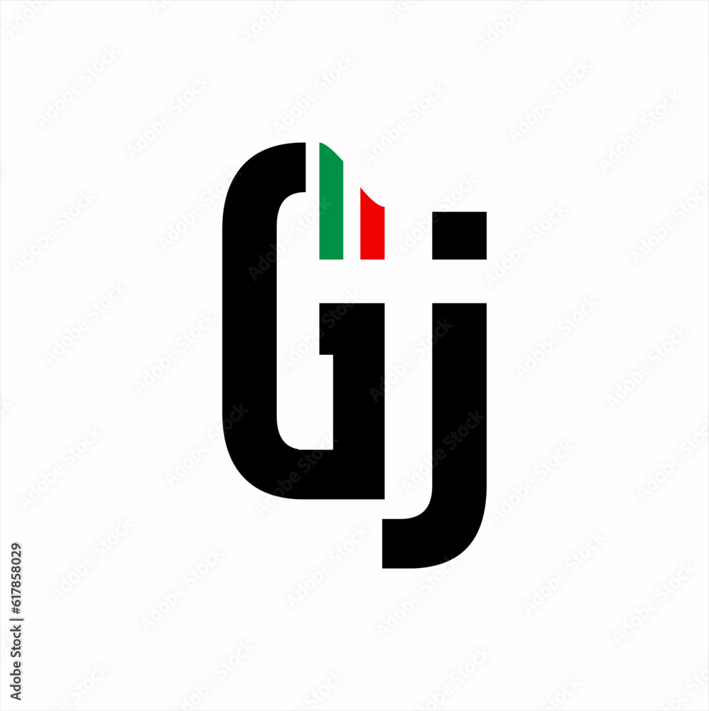 GITJ letter logo design with Italian flag symbol and cross on negative ...