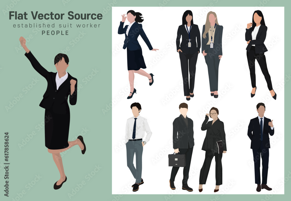 Collection of corporate office and civil service office worker poses ...
