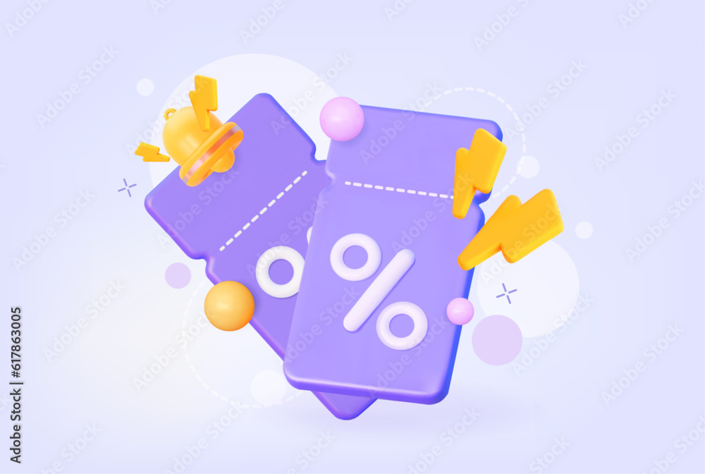 Two coupons with a percentage sign. Notification of an urgent sale ...