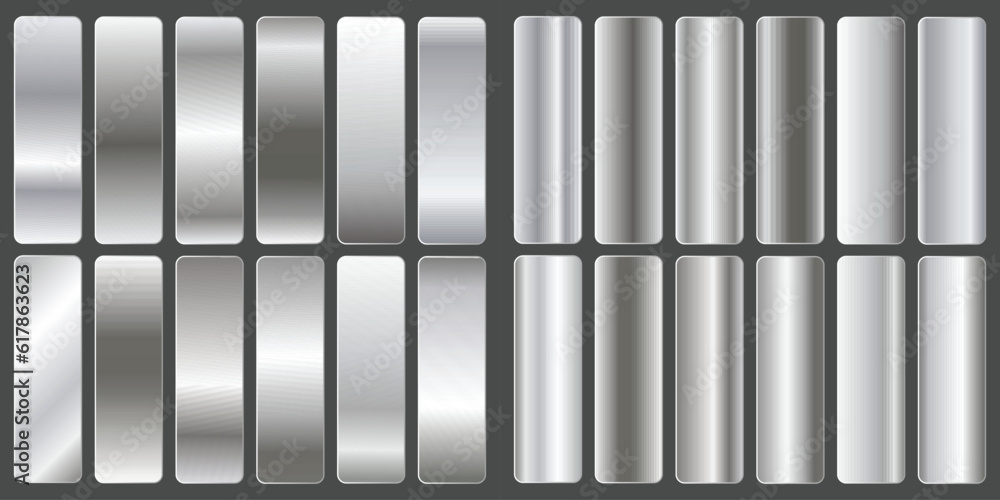 vector set of metallic steel or big set of silver gradients. Stock ...