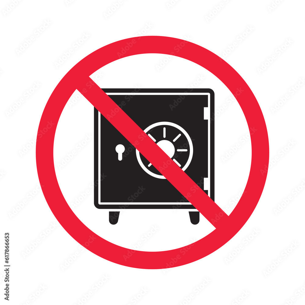 Forbidden safe icon. Warning, caution, attention, restriction, label ...