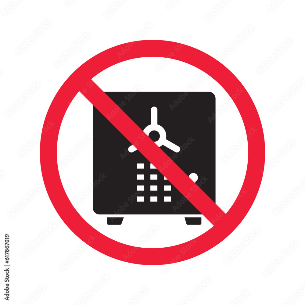 Forbidden safe icon. Warning, caution, attention, restriction, label ...