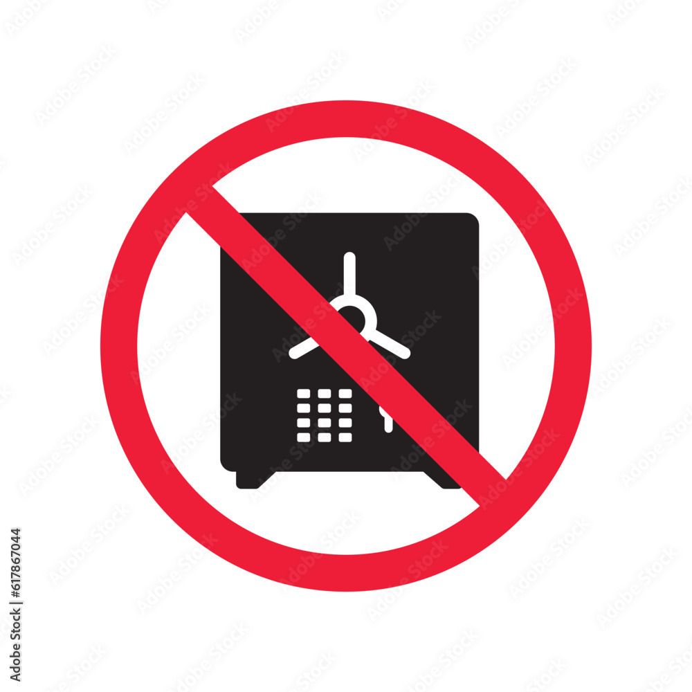 Forbidden safe icon. Warning, caution, attention, restriction, label ...