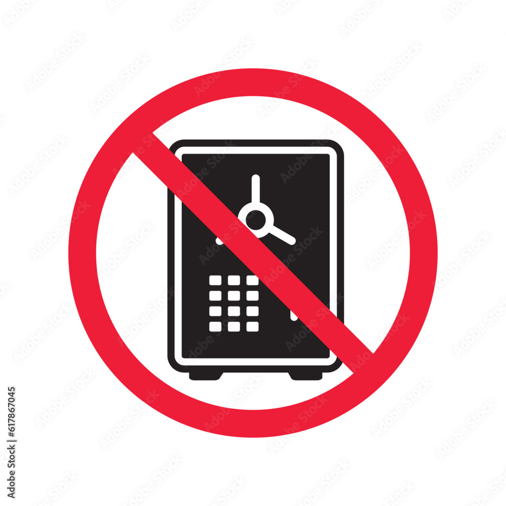 Forbidden safe icon. Warning, caution, attention, restriction, label ...