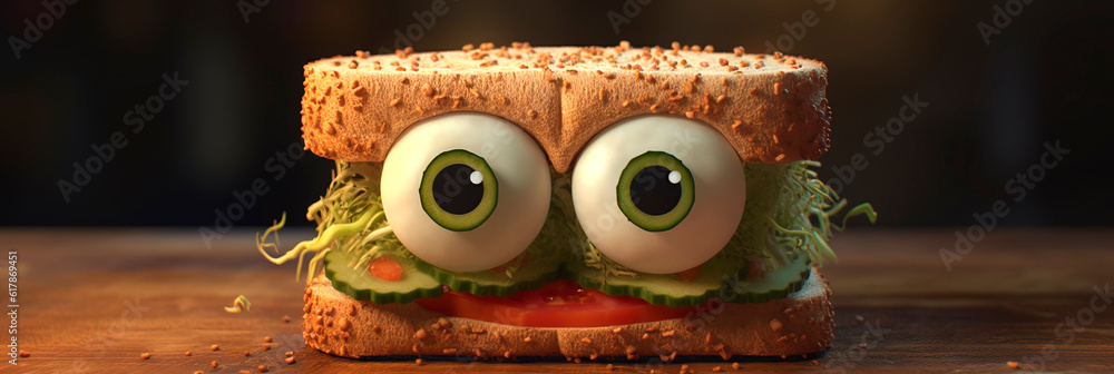 Banner with sandwich with vegetarian filling. Generative AI. Cute ...