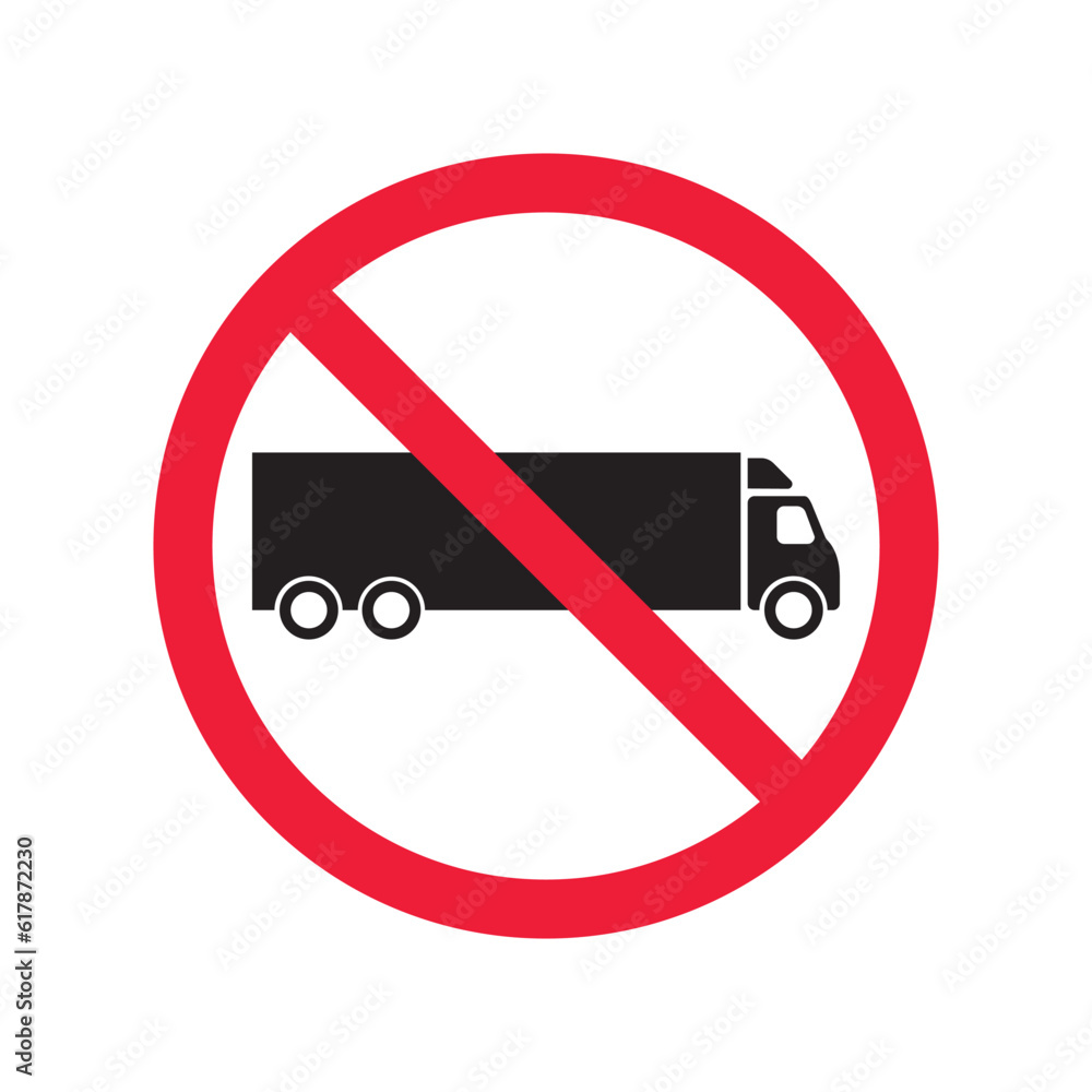 No truck icon. Forbidden lorry icon. No heavy truck vector sign ...
