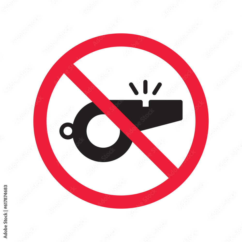 Forbidden whistle icon. No whistle vector icon. Prohibited Warning ...