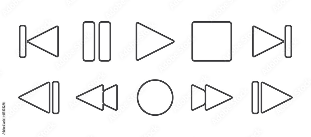 Icon set of media player button, Play and pause buttons, video audio player, player button set ...