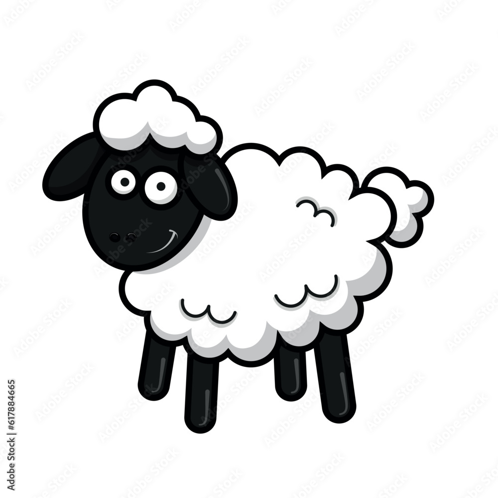 Vector cute cartoon sheep design isolated on white background. Sheep ...