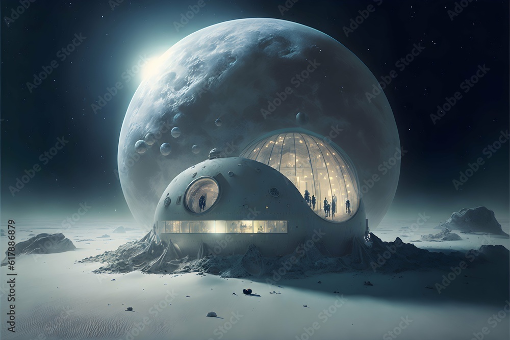 concept art architecture lunar base transparent habitation domes highly ...