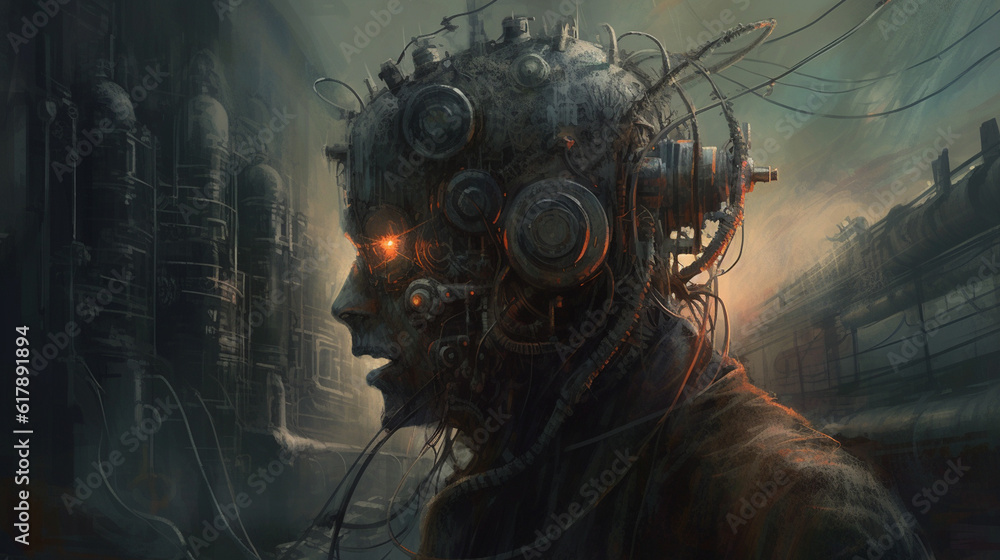 Surrealistic digital painting of cyberpunk - created with Generative AI ...