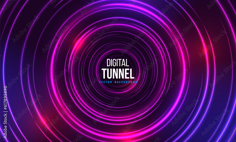 Portal with light effects. Neon tunnel. Abstract technology background ...