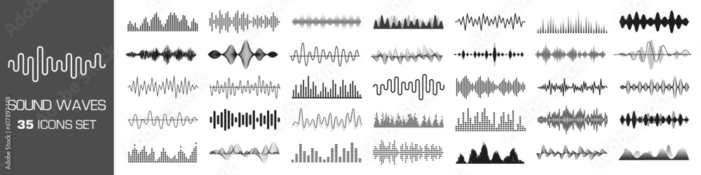 Sound wave icon set. Sound waveforms collection. Vector illustration ...