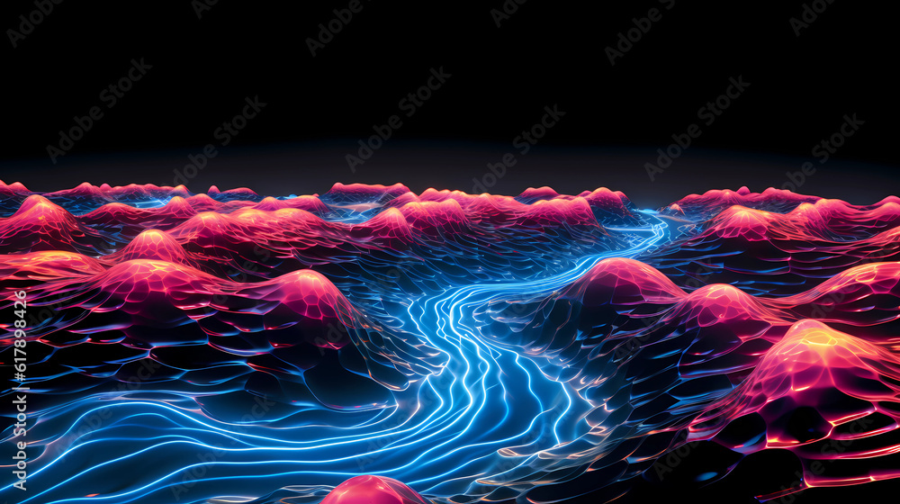River Nature Plexus Neon Black Background Digital Desktop Wallpaper HD ...