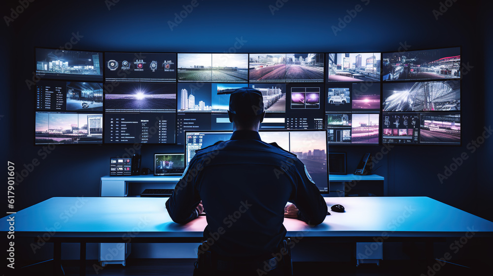 Behind the Scenes: Police Officer at a 911 Call Center with Multiple ...