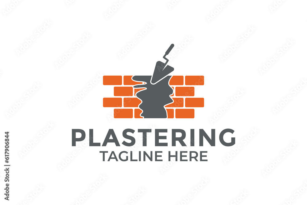 Brick Wall Plaster Logo Icon Vector Template Illustration vector de ...