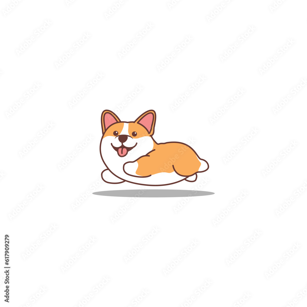 Cute corgi dog running cartoon, vector illustration Stock Vector ...