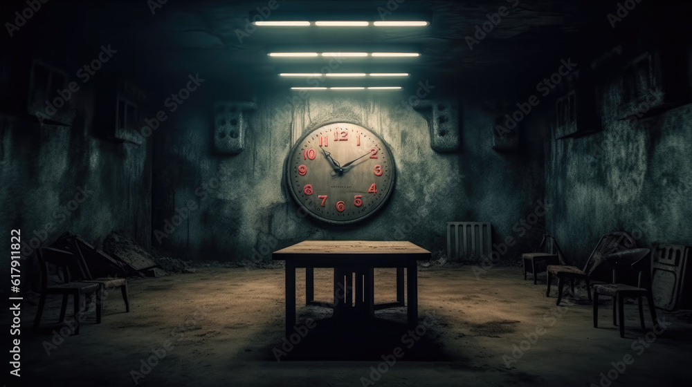 War room Doomsday Clock in Bunker Stock Illustration | Adobe Stock