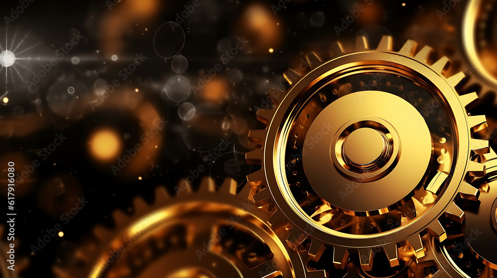 gold gears are floating over a black background Generated by AI Stock ...