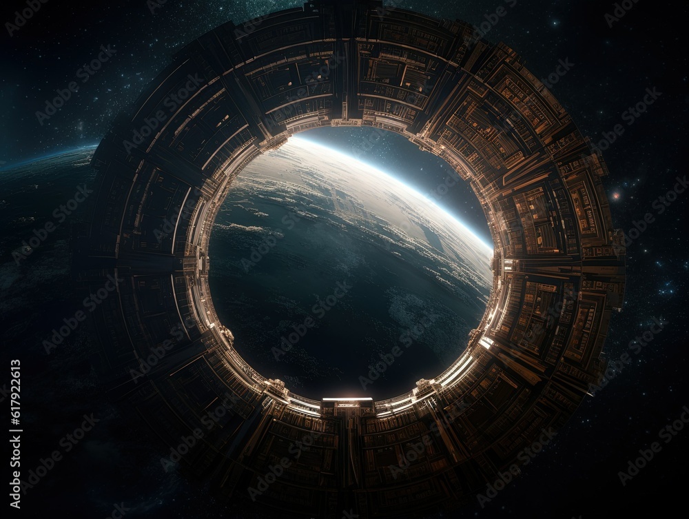 opened stargate to space created with Generative AI technology. Stock ...