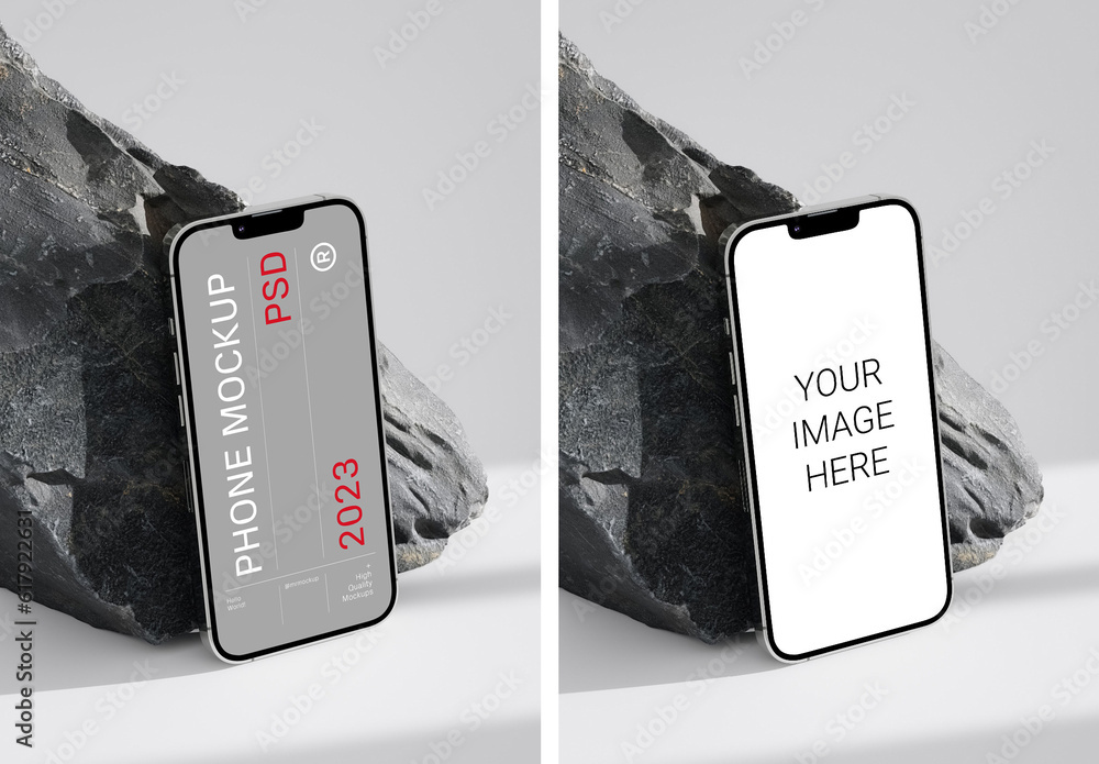Phone based on Rock Mockup Stock Template | Adobe Stock