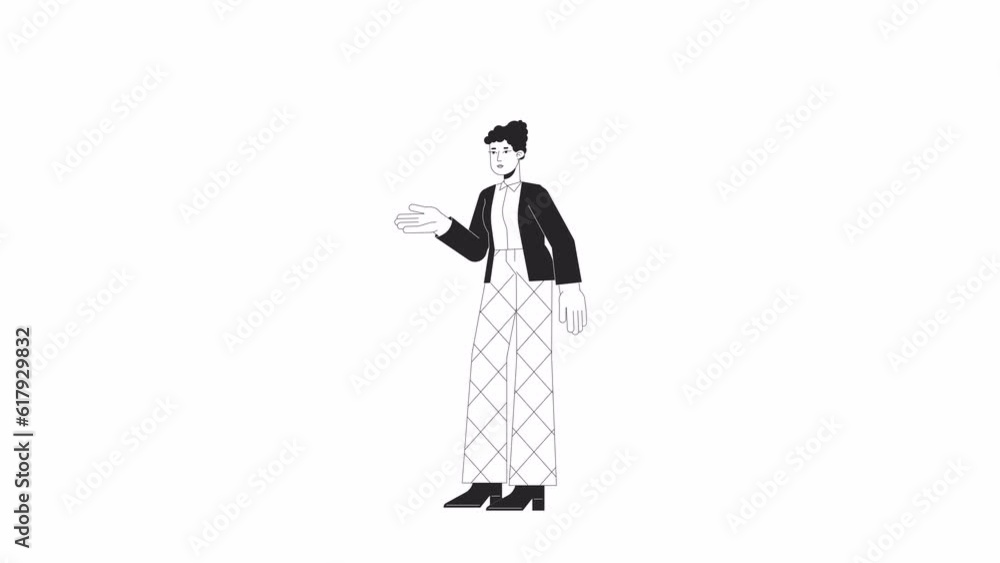 Female assist manager bw animation. Animated character caucasian woman ...