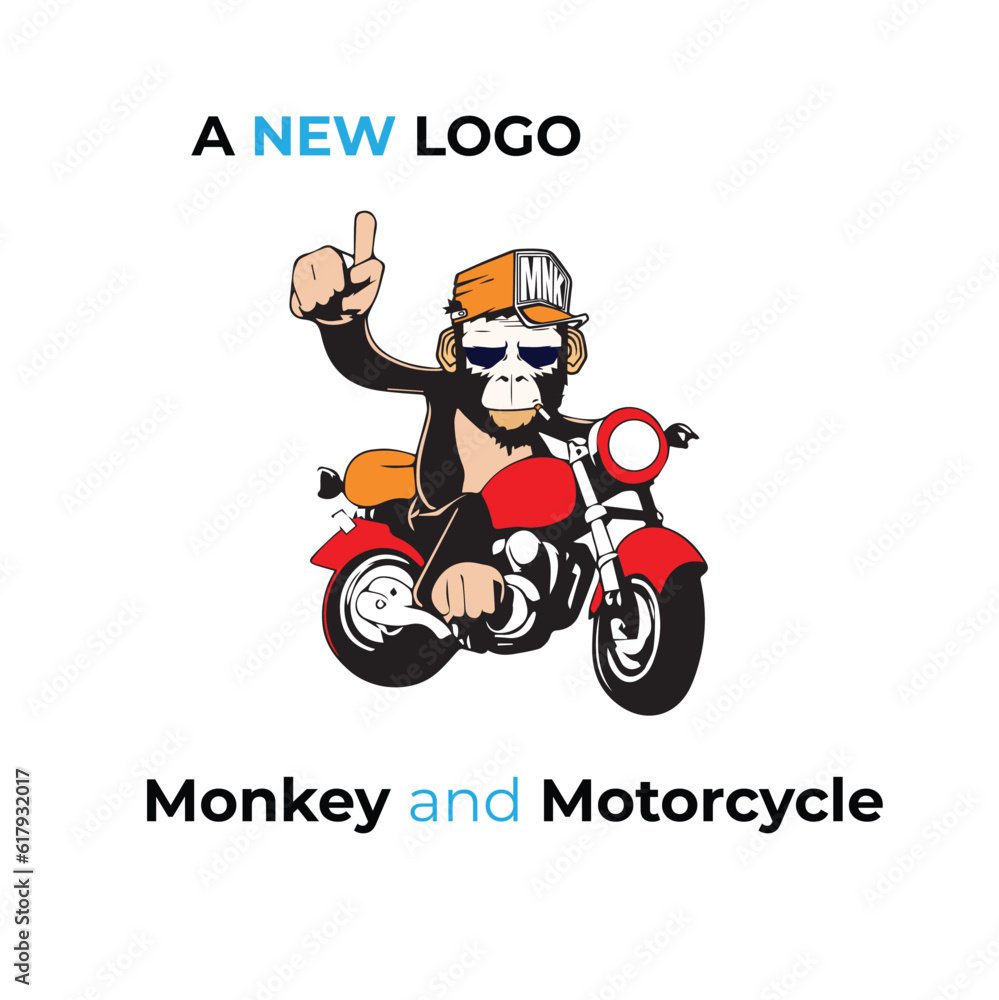 Monkey Motorcycle Logo. Mascot cartoon of gorilla monkey apes riding ...