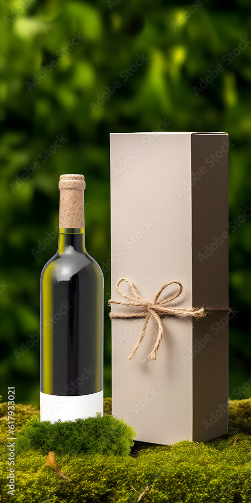Mockup template of bottle of wine alcoholic drink with blank white ...