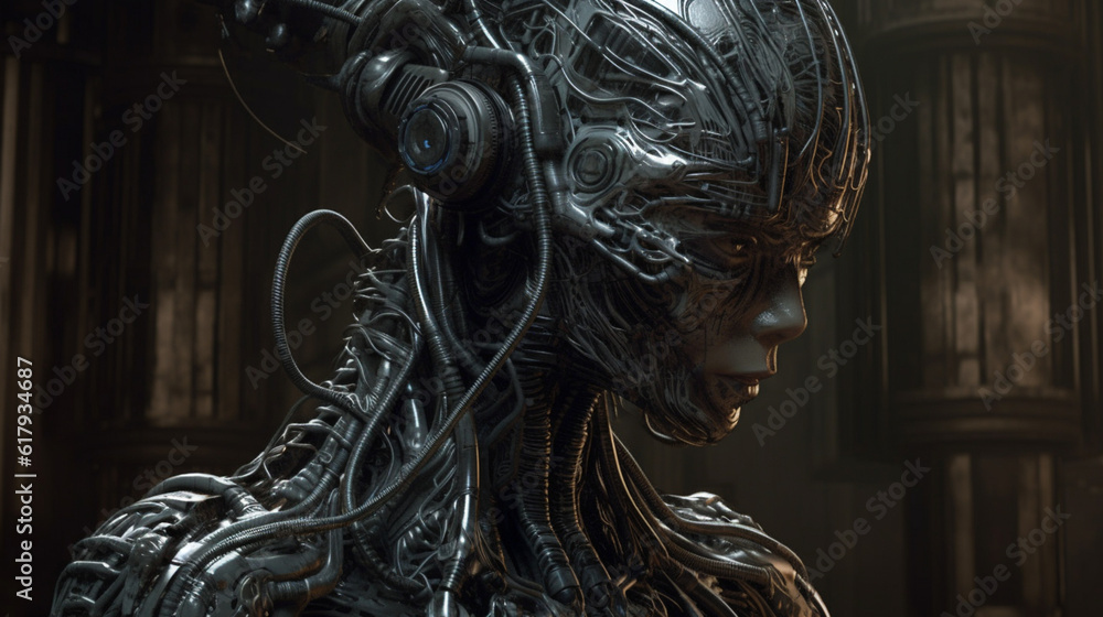 An illustration of a stylized giger like alien energy tehnology ...