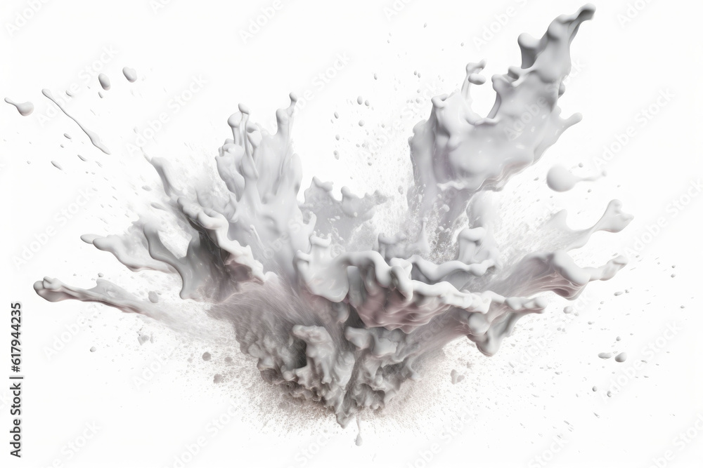 Explosion of white paint on white background. Fluid background. Color ...