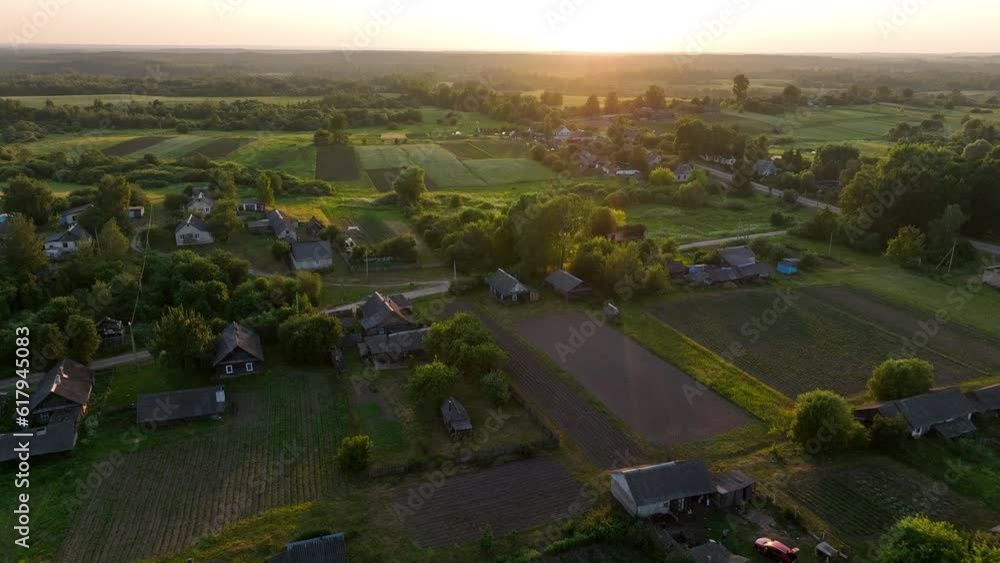 Rural landscape. Country houses in countryside. Village Home in Country ...