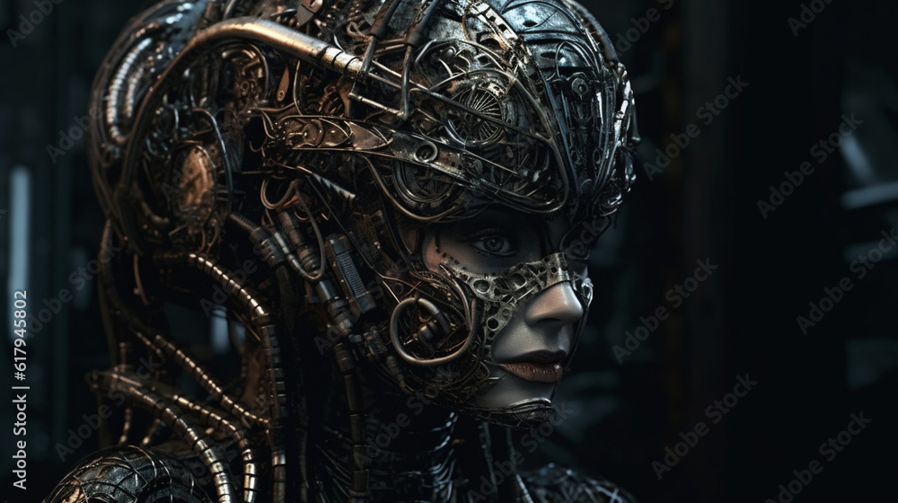 An illustration of a stylized giger like alien energy tehnology ...