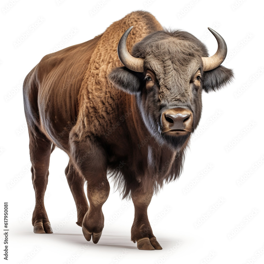 Big buffalo bison realistic photo generative AI illustration isolated ...