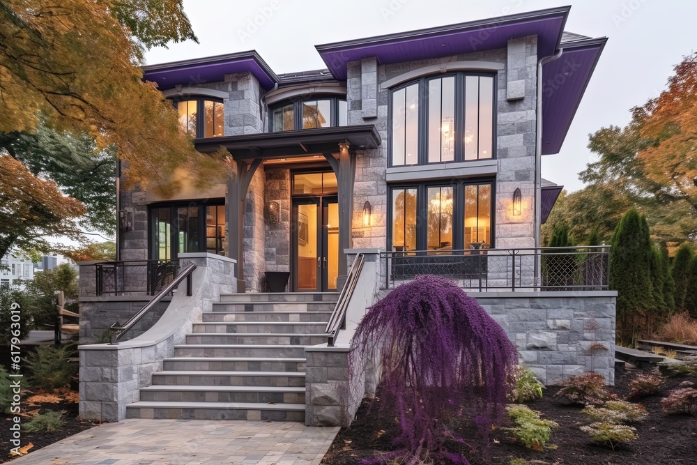 Cutting-Edge Design and Opulent New Property: Purple Siding, Two-Car ...