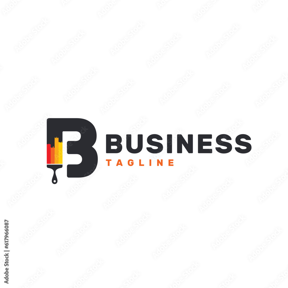 Letter b Logo with Paint Brush - Alphabet b with Paint Brush Logo ...