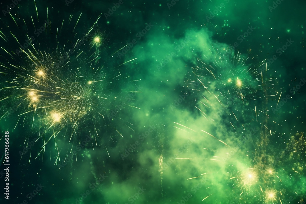Beautiful green firework display in the night sky for celebration Stock ...