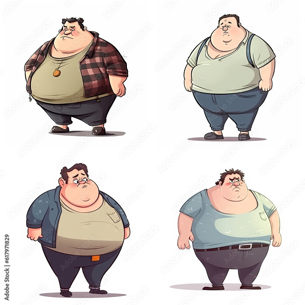 cartoon of fat man on white background Stock Illustration | Adobe Stock