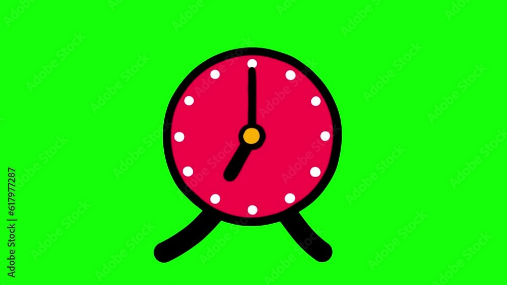 Vidéo Stock Cartoon simple red clock 12 hours character walking loop ...