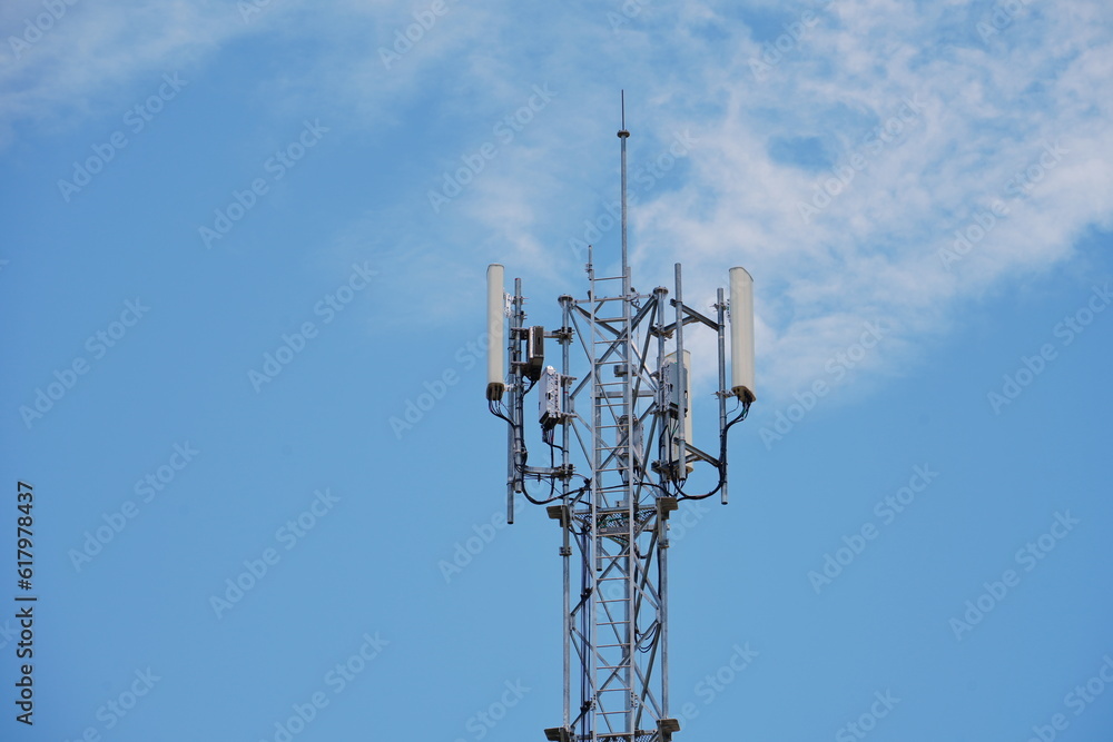 Telecommunication tower of 4G and 5G cellular. Macro Base Station. 5G radio network ...