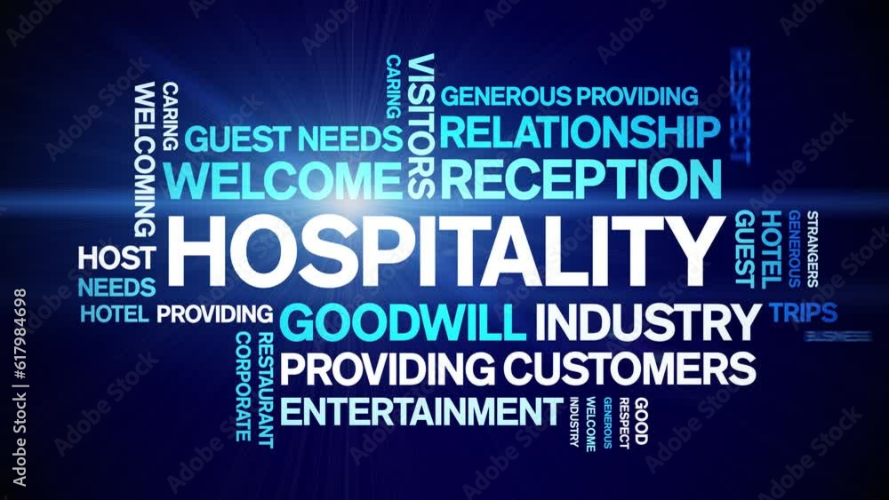 Hospitality animated tag word cloud;text design animation kinetic ...