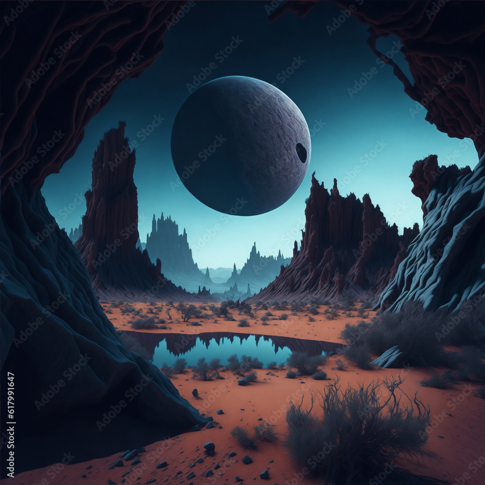 surreal bryce 7 pro horror landscape , vue alien world, 3d render ...