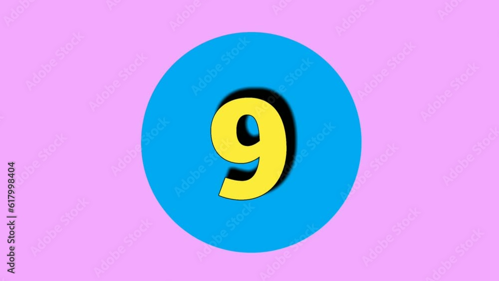 Countdown cartoon number ten 10 to one 1 motion graphics animation on ...