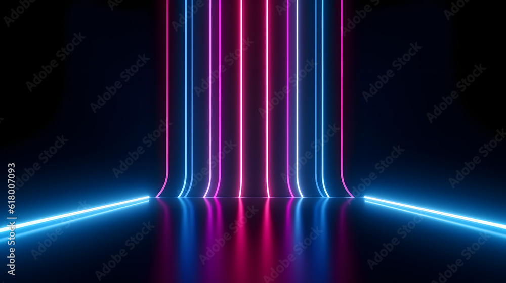 abstract neon background. Modern wallpaper with glowing vertical lines ...