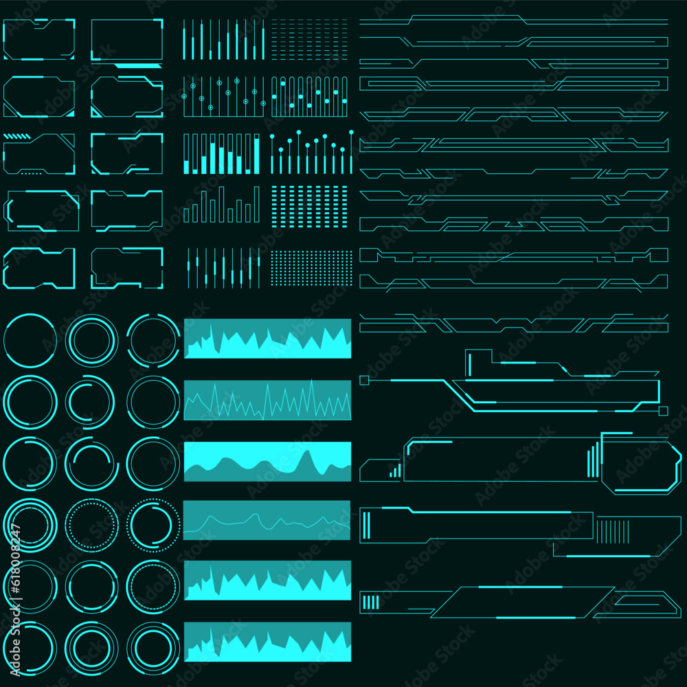 Futuristic virtual graphic touch user interface, Mega set Stock vector Futuristic Hud elements ...