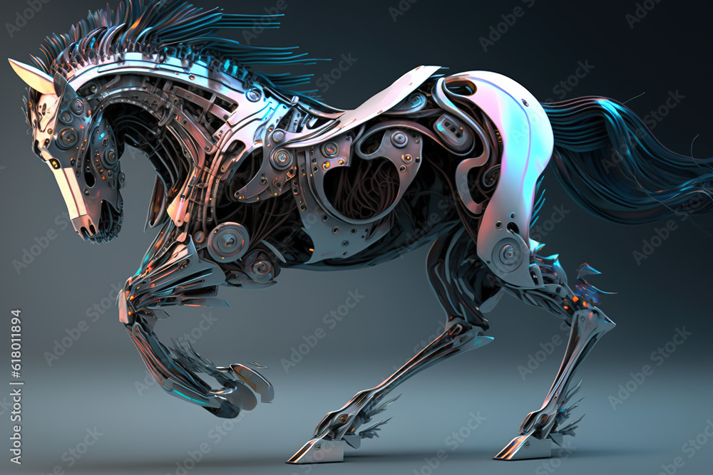 Image of a horse modified into a electronics robot on a clean ...