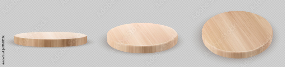 Realistic set of round wooden boards isolated on transparent background ...