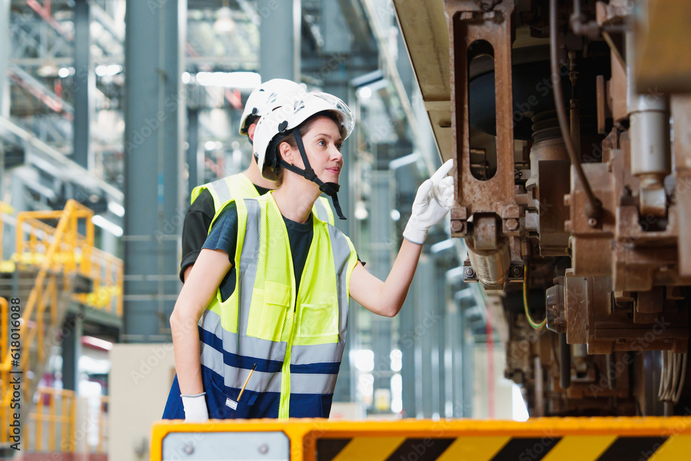 Railway technician engineer checking controls system for security ...