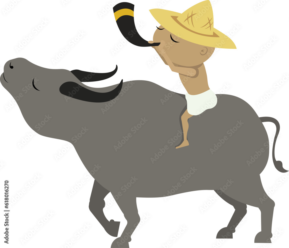 Assamese boy playing Pepa flute Asian Bihu Stock Vector | Adobe Stock