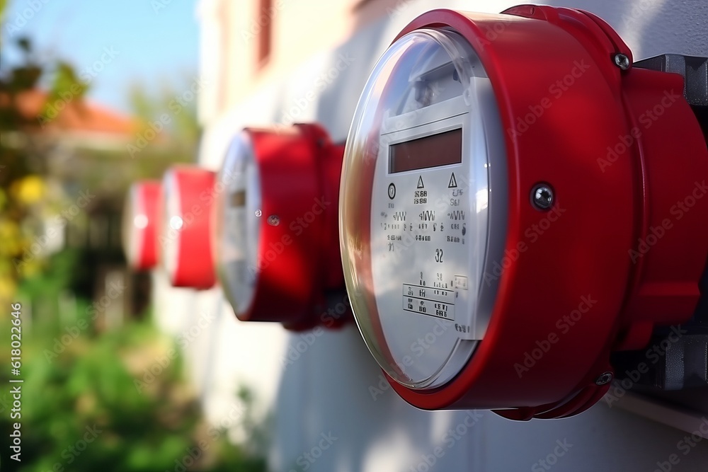 Electric meter for use in home appliances, behind high voltage towers ...